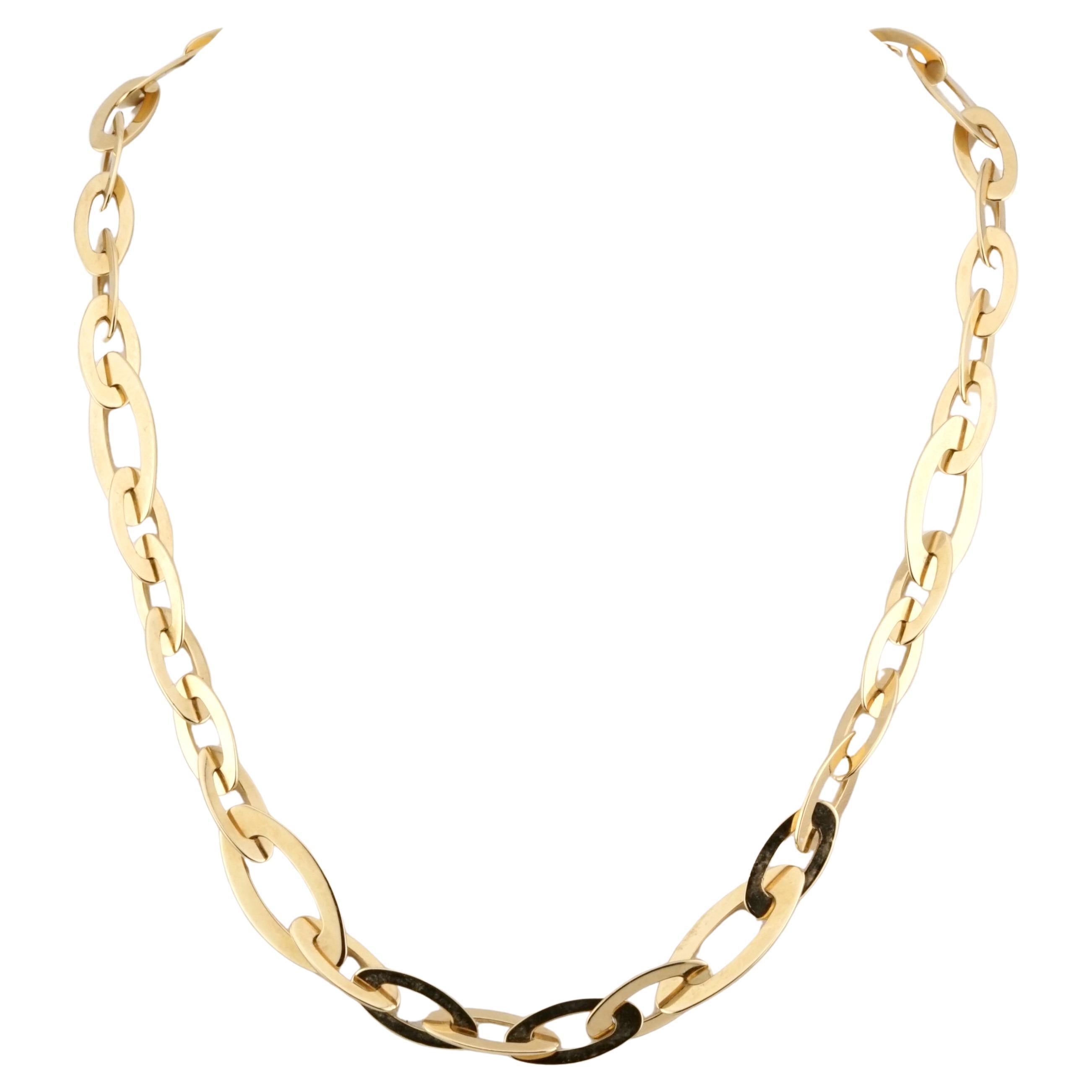 Auth Roberto Coin 18K Yellow Gold Chic and Shine Oval Necklace Size 17 ...