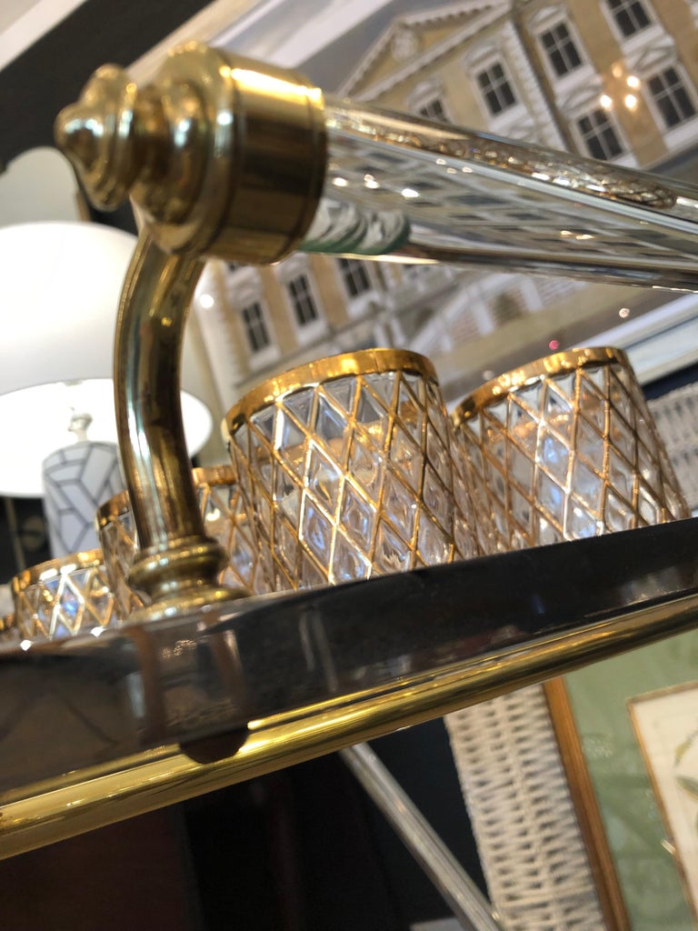 Chic Steel Brass and Glass Tray Table on Stand For Sale at 1stDibs