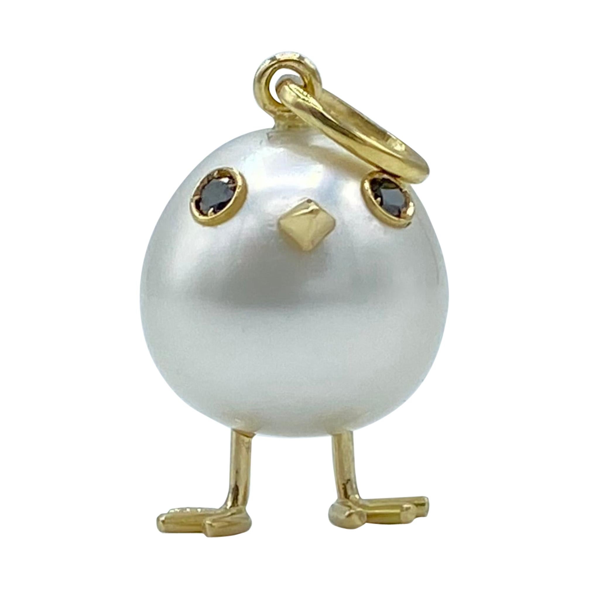 Chick Australian Pearl Black Diamond 18 Karat Gold Pendant or Necklace ...