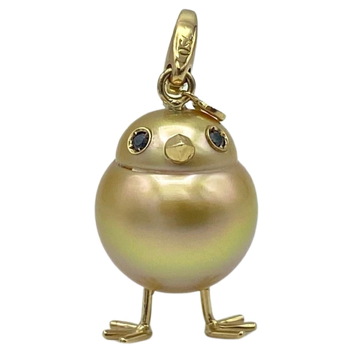 Matryoshka Black Diamond Australian Pearl 18Kt Gold Charm and Pendant ...