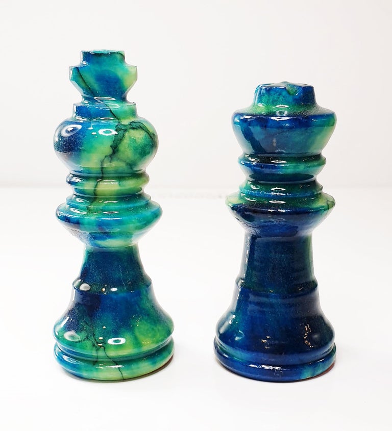 Chiellini Chess Board in Stone and Colored Alabaster Beige and Blue at ...