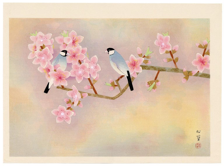 Chikuseki Nagamachi - Inside the Flowers (Java Sparrow and Peach ...