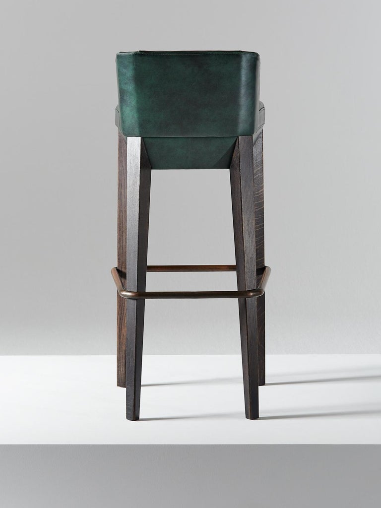 And Objects Chilcomb Bar Stool, Leather Upholstery, Oak and Copper Foot ...