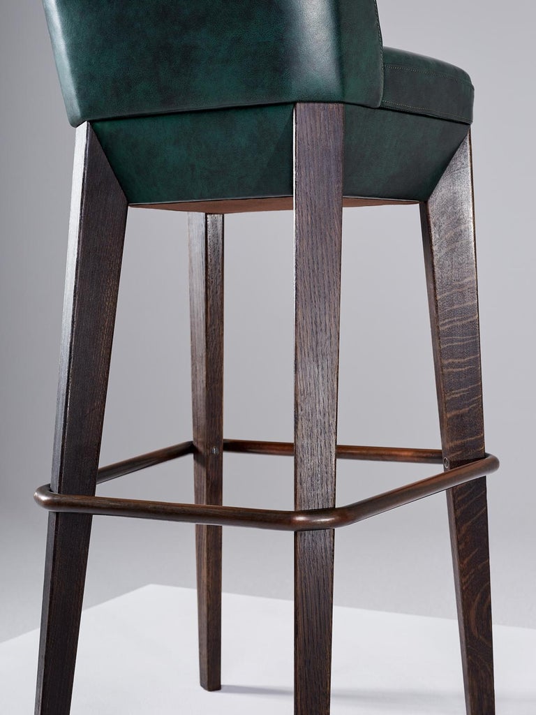 And Objects Chilcomb Bar Stool, Leather Upholstery, Oak and Copper Foot ...