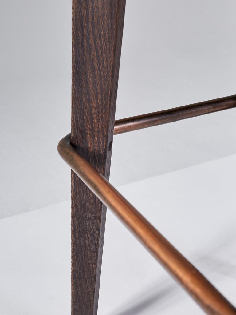 And Objects Chilcomb Bar Stool, Leather Upholstery, Oak and Copper Foot ...