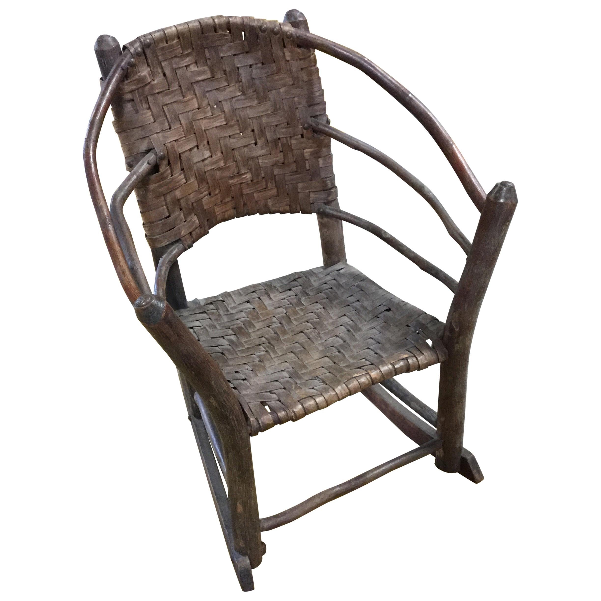 Antique Old Hickory Rocking Chair - 3 For Sale on 1stDibs