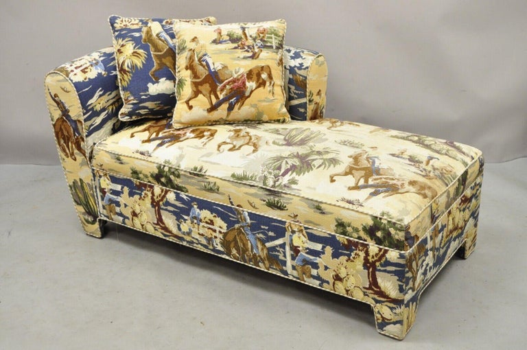 Childs Size Custom Made Cowboy Horse and Rider Upholstered Small Chaise ...