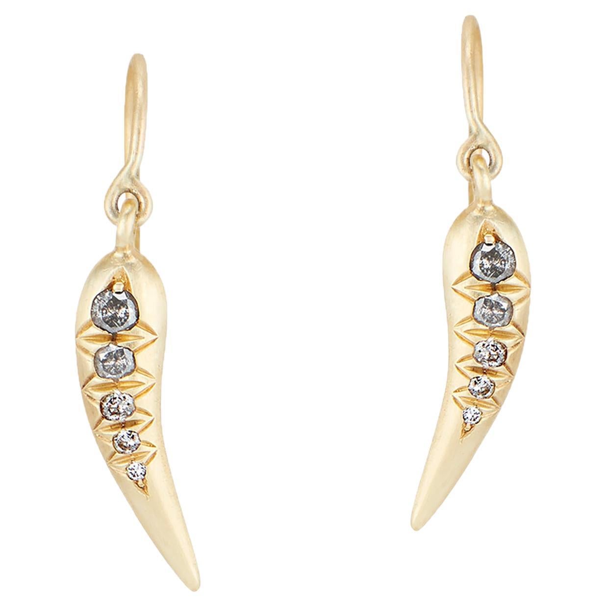 Chili 10K Grey Diamond Earrings by dan-yell For Sale at 1stDibs