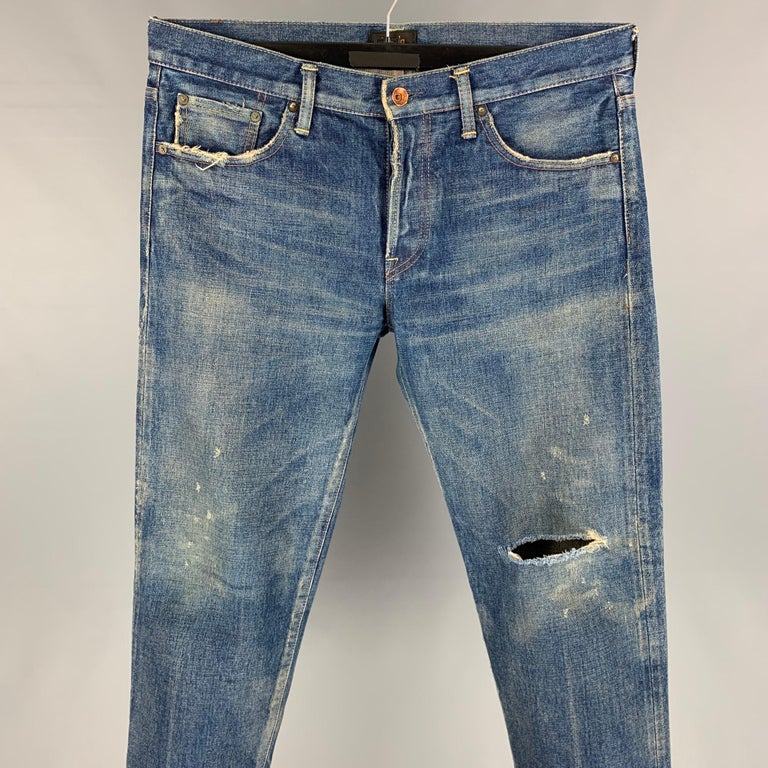 CHIMALA Size 31 Indigo Wash Selvedge Denim Zip Fly Jeans at 1stDibs