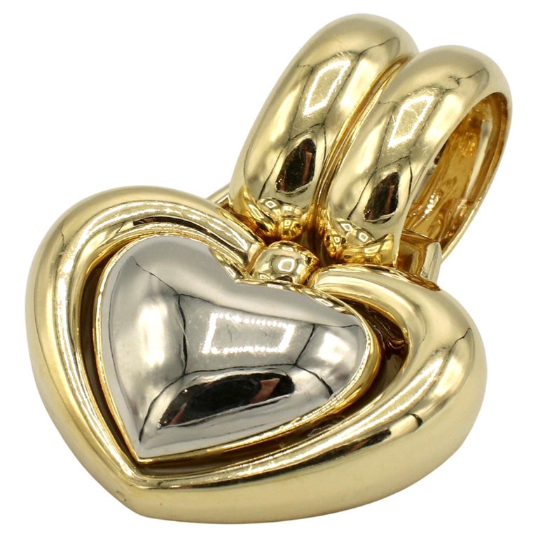 Chimento 18 Karat Two, Tone Large Heart Slide Enhancer Pendant For Sale ...
