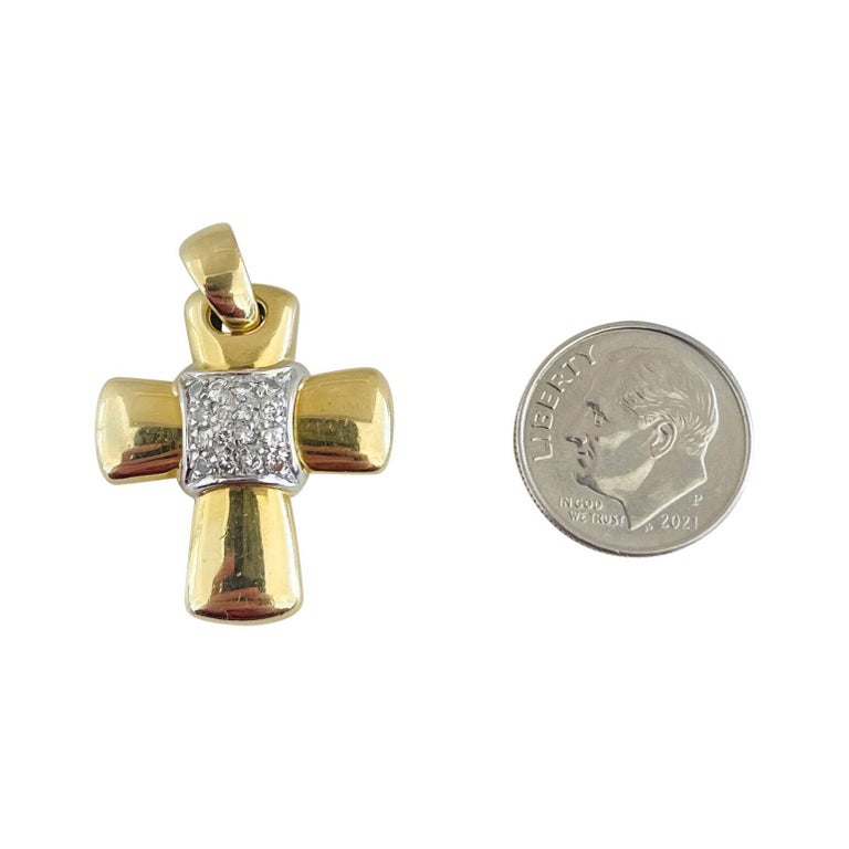 Chimento 18 Karat Yellow Gold and Diamond Cross Pendant, Italy For Sale ...