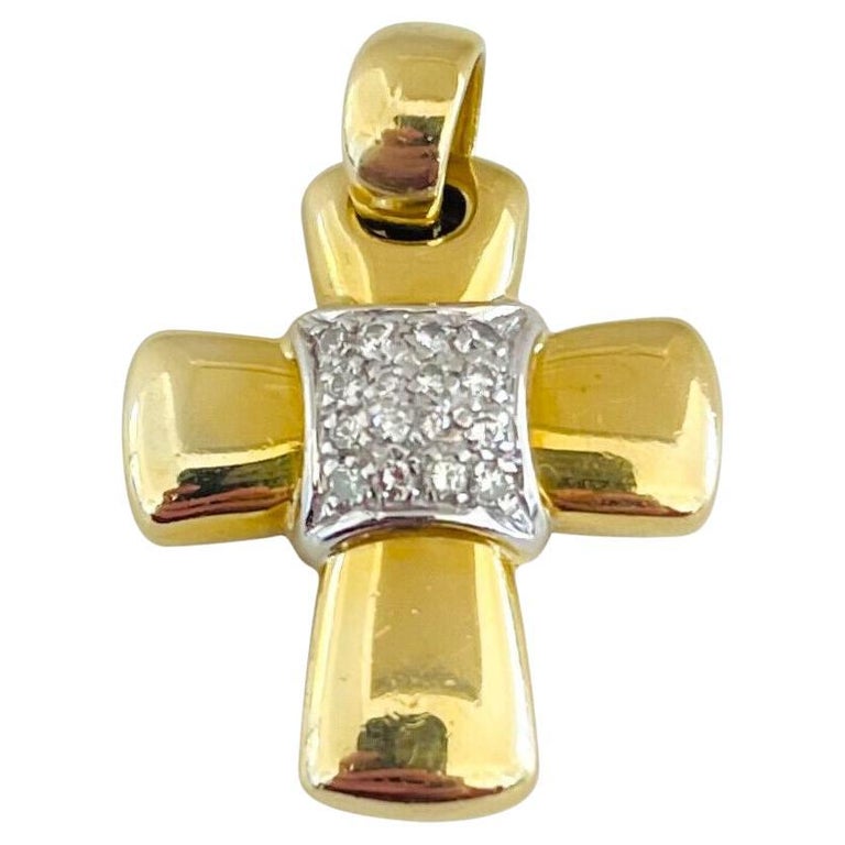 Chimento 18 Karat Yellow Gold and Diamond Cross Pendant, Italy For Sale ...