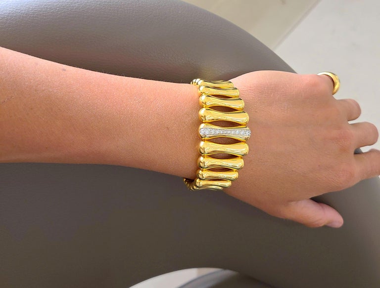 Chimento 18 Karat Yellow Gold and .69 Carat Diamond Cuff Bracelet at ...