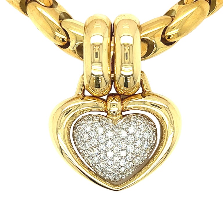Chimento Heart Pendant Link Chain Necklace 18k Yellow Gold 82 grams at ...