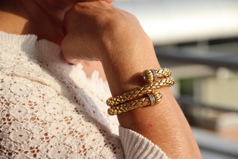 Chimento Italy 18 Karat Yellow and White Gold Diamonds Bangle Bracelet ...