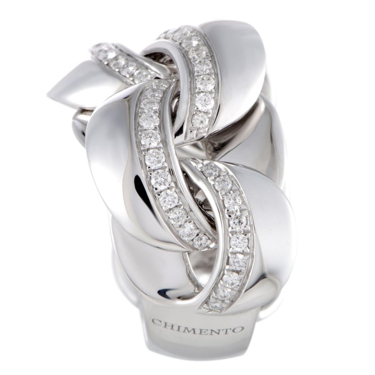 Chimento Link 18 Karat White Gold Diamond Pave Band Ring at 1stDibs