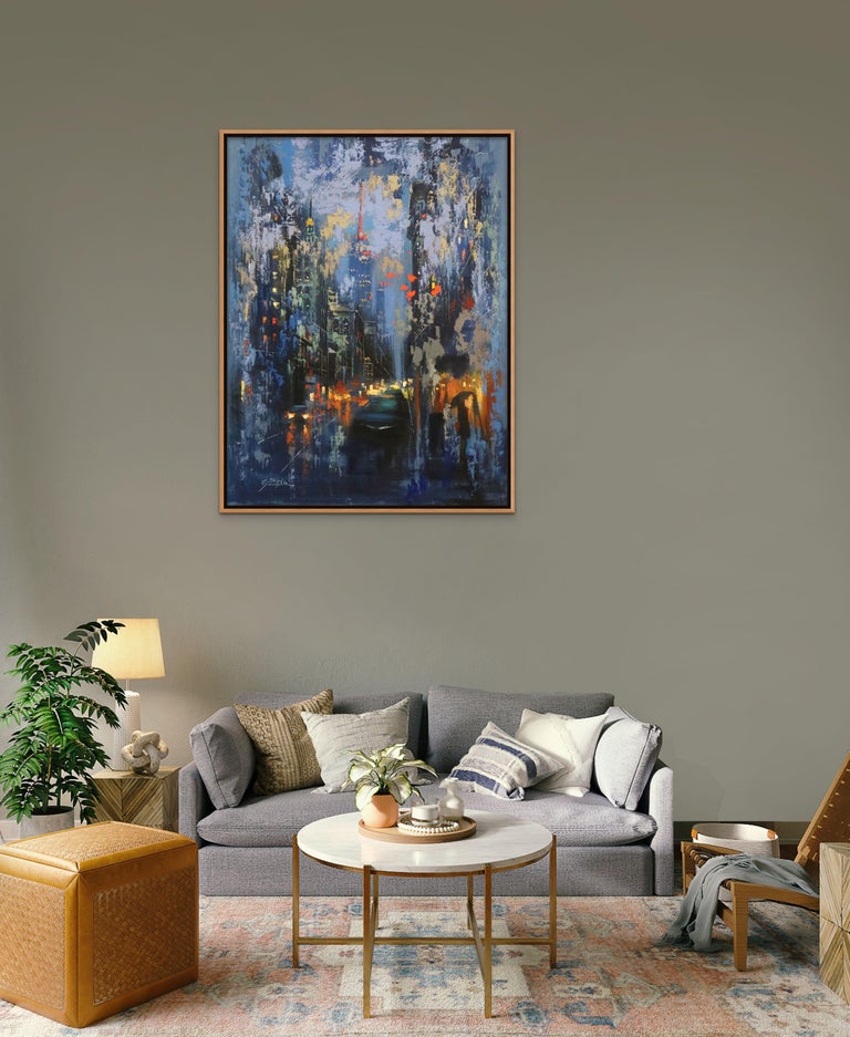 Chin H Shin - Myth of New York 3 Blue Evening, Painting, Oil on Wood ...