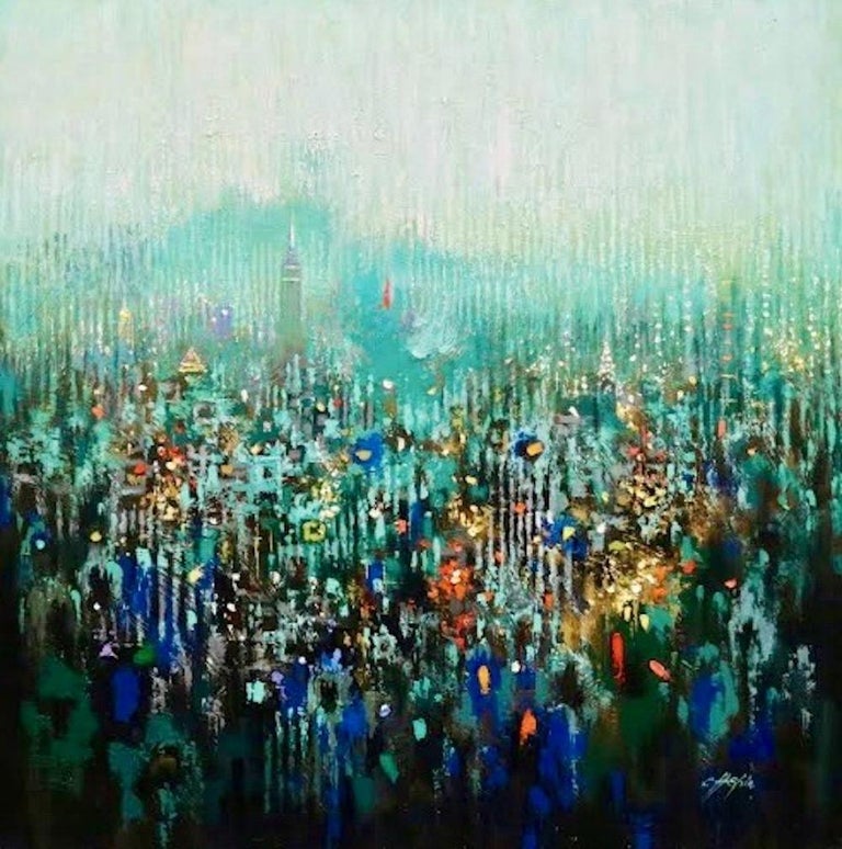 Chin H Shin - Road to Chrysler - abstract expressionist cityscape ...