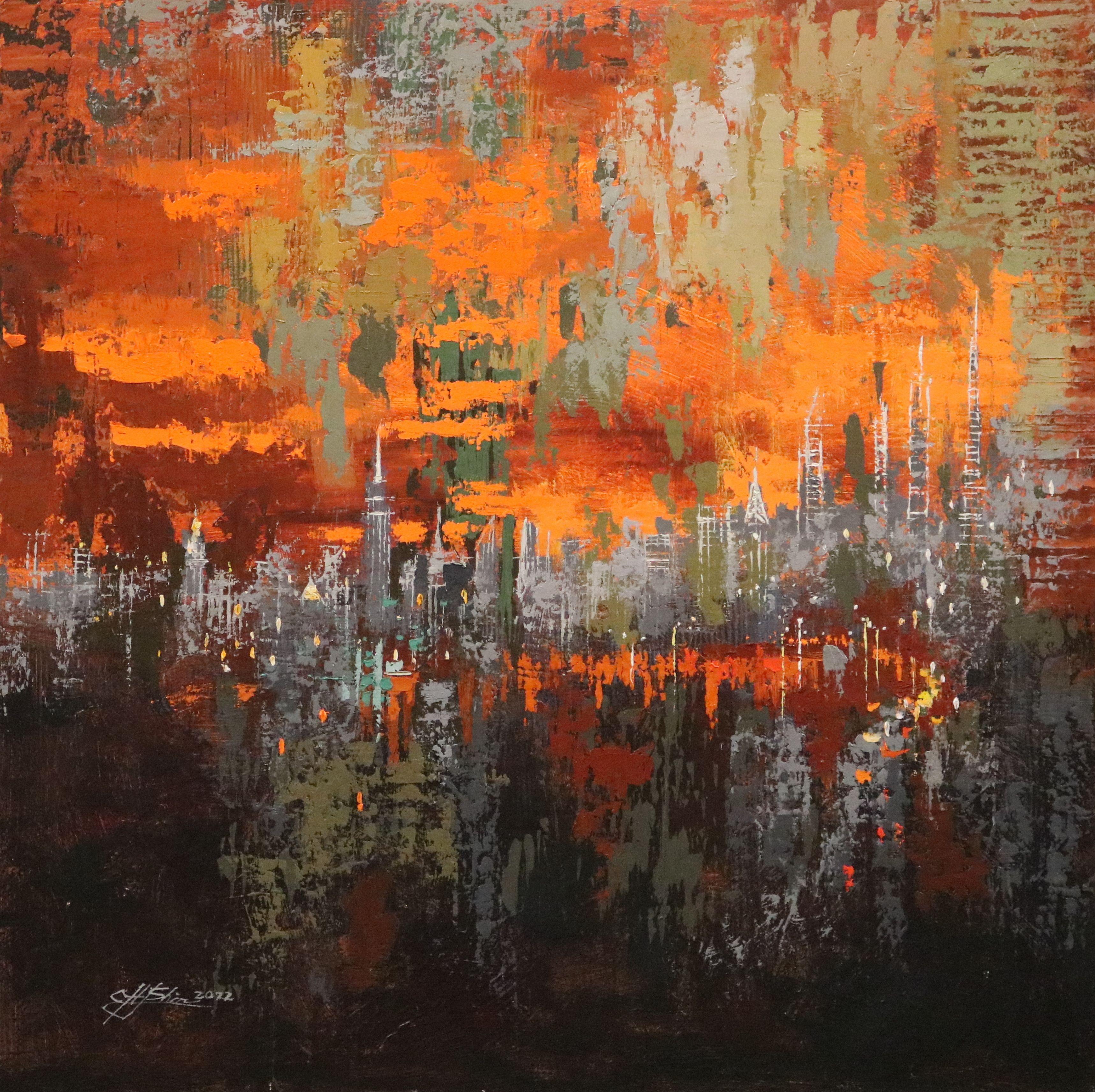Chin H Shin - Urban Forest 16 Sundown, Painting, Oil on Canvas For Sale ...