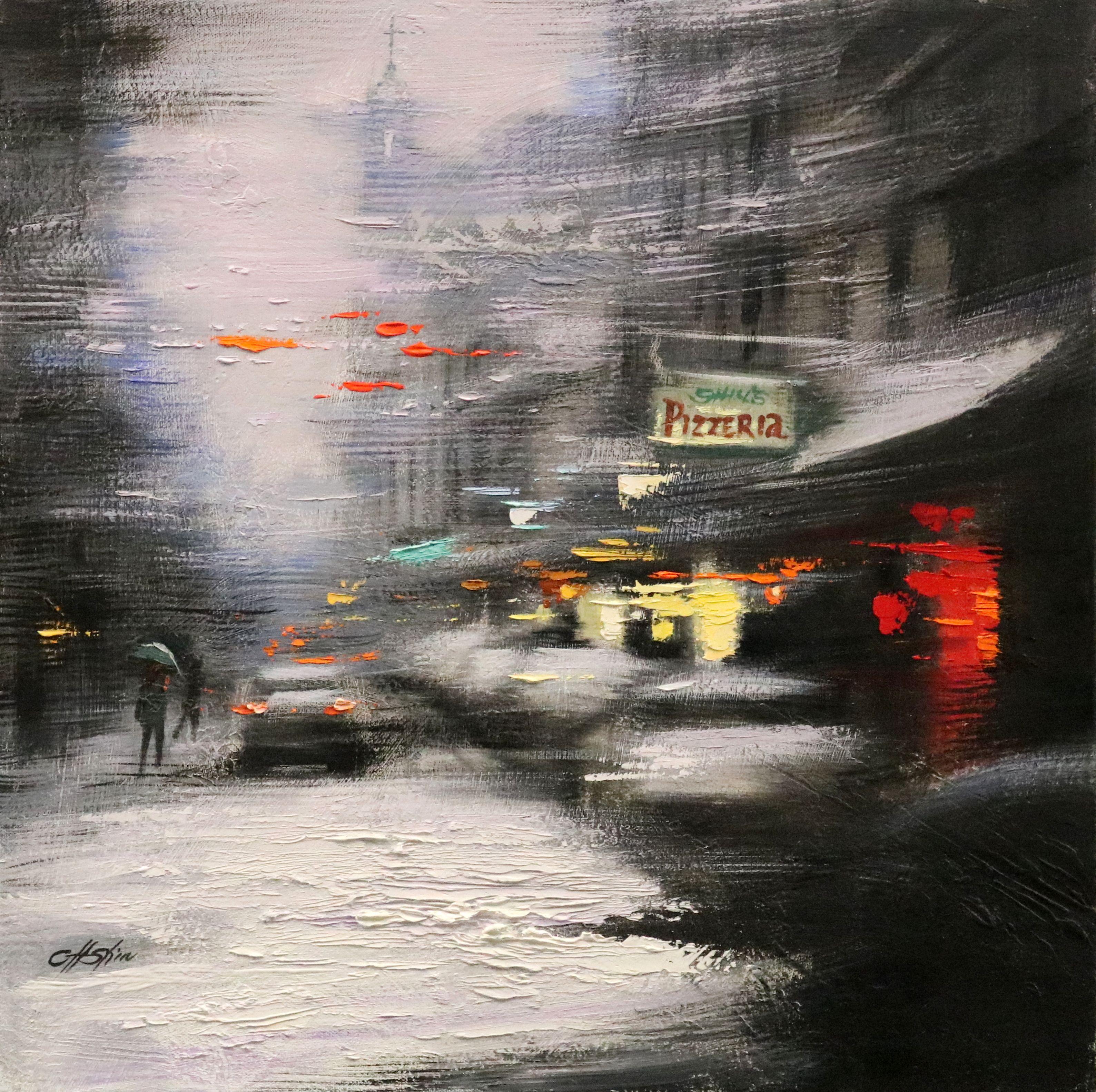 Chin H Shin - Night Hawks at Sullivan Street, Painting, Oil on Canvas ...