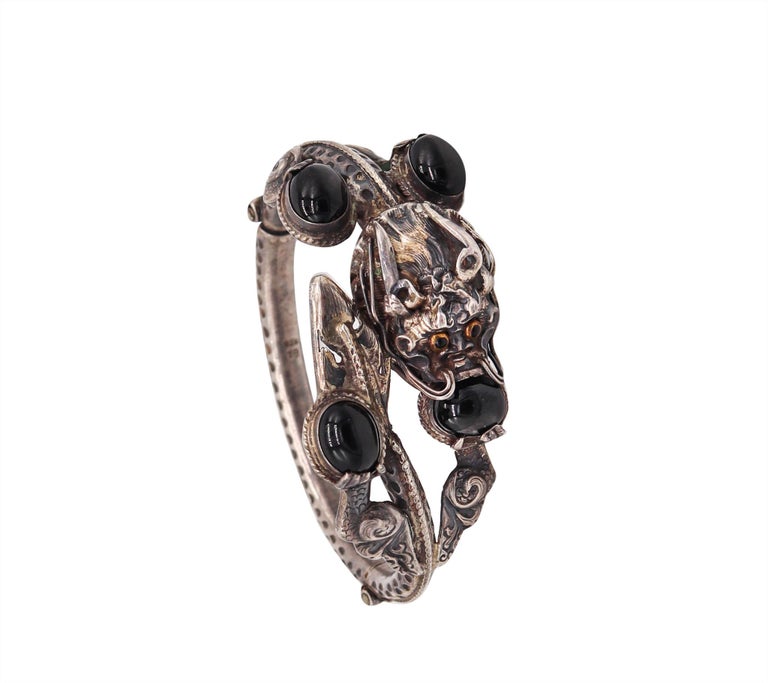 China 1900 Export Dragon Bracelet in 925 Sterling Silver with Cat's Eye ...