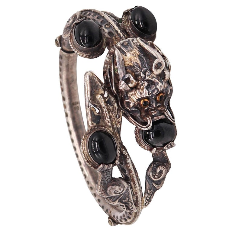 China 1900 Export Dragon Bracelet in 925 Sterling Silver with Cat's Eye ...