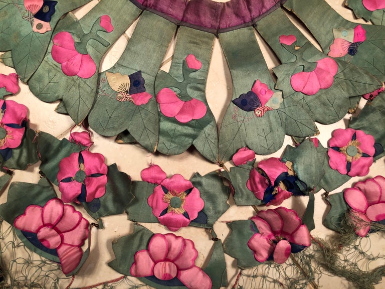China Antique Vibrant Colors Hand Sewn Fancy Collar Textile at 1stDibs