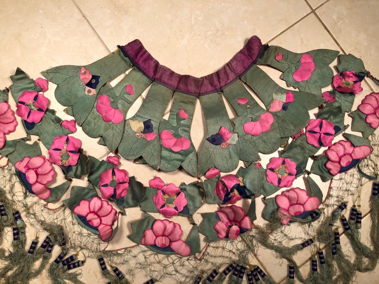 China Antique Vibrant Colors Hand Sewn Fancy Collar Textile at 1stDibs
