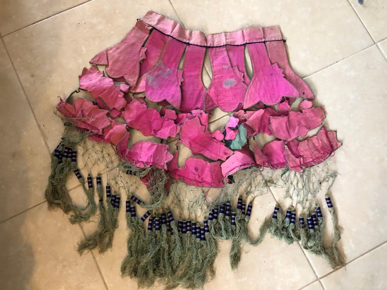 China Antique Vibrant Colors Hand Sewn Fancy Collar Textile at 1stDibs