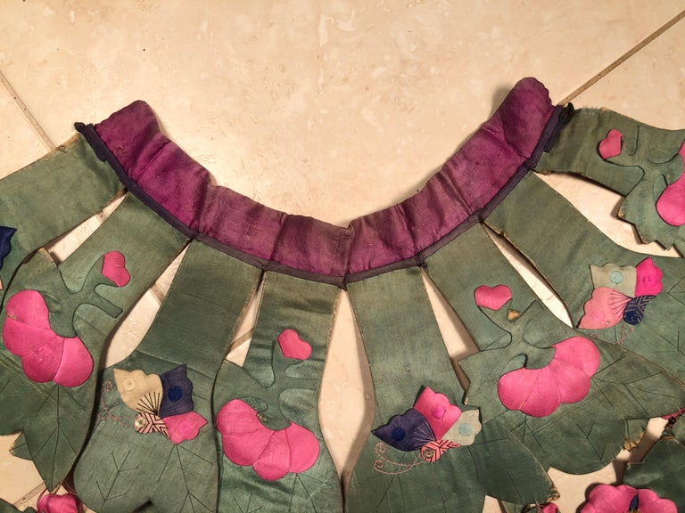 China Antique Vibrant Colors Hand Sewn Fancy Collar Textile at 1stDibs