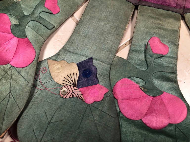 China Antique Vibrant Colors Hand Sewn Fancy Collar Textile at 1stDibs