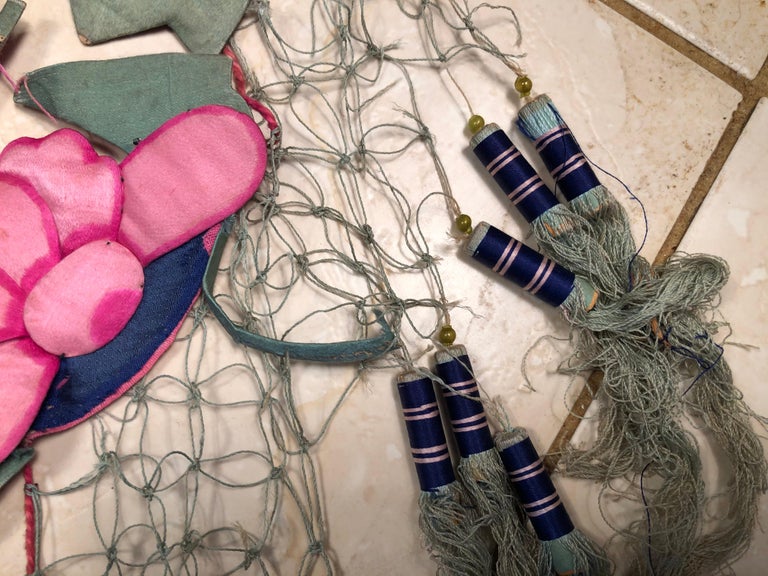 China Antique Vibrant Colors Hand Sewn Fancy Collar Textile at 1stDibs