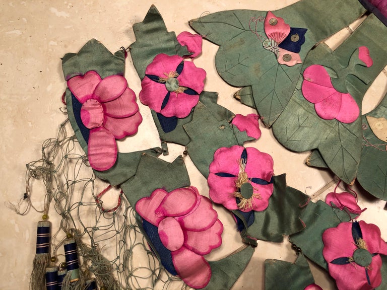 China Antique Vibrant Colors Hand Sewn Fancy Collar Textile at 1stDibs
