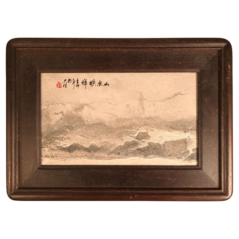 China Natural Stone "Painting" Seaside Along White and Gray Mountains ...