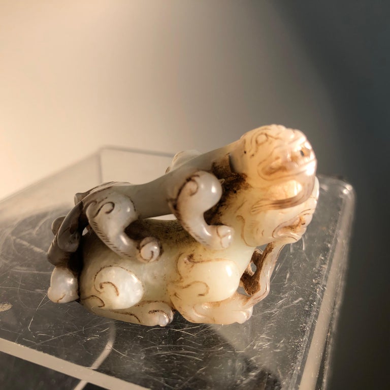 China Fine Antique Jade Celadon Lion and Tiger Pair, Ming Dynasty at ...
