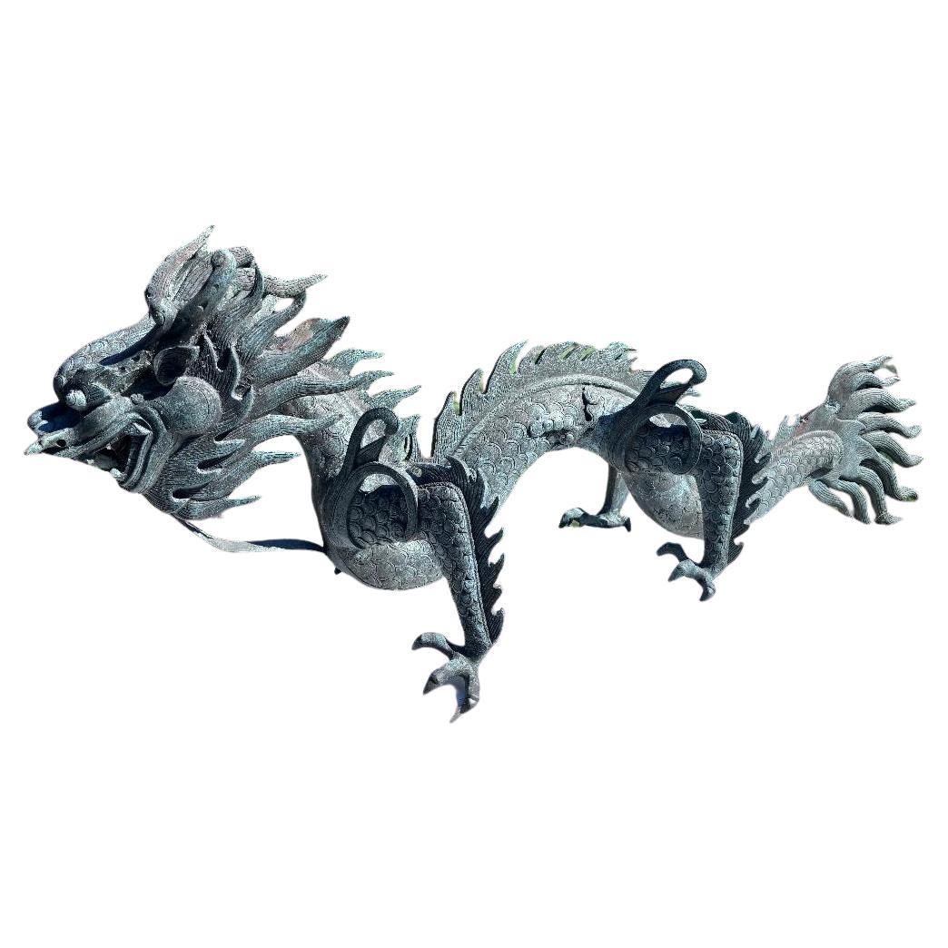 China Stunning Large Antique Bronze 47" Dragon , Qing Dynasty 1900 For Sale at 1stDibs