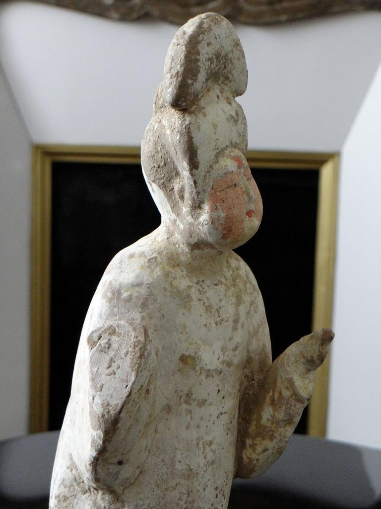 China, Tang Dynasty 618-917, Terracotta Statuette of a Lady of Court ...