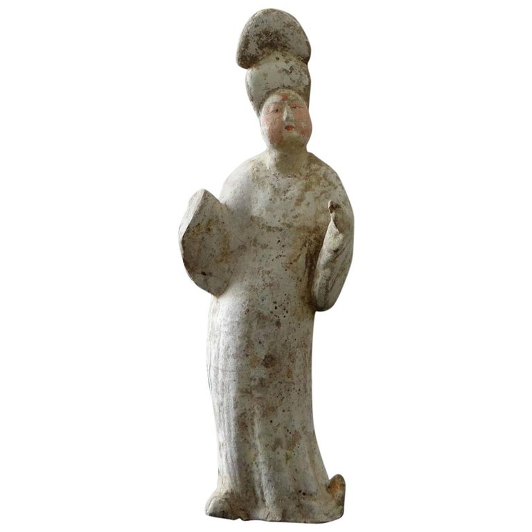 China, Tang Dynasty 618-917, Terracotta Statuette of a Lady of Court ...
