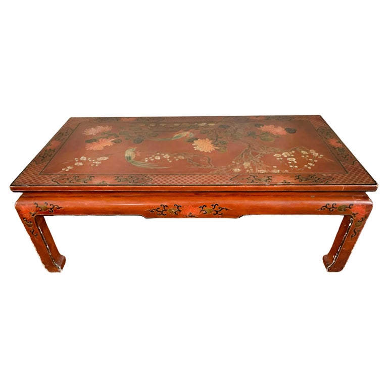 Chineese Red Lacquer Table For Sale at 1stDibs
