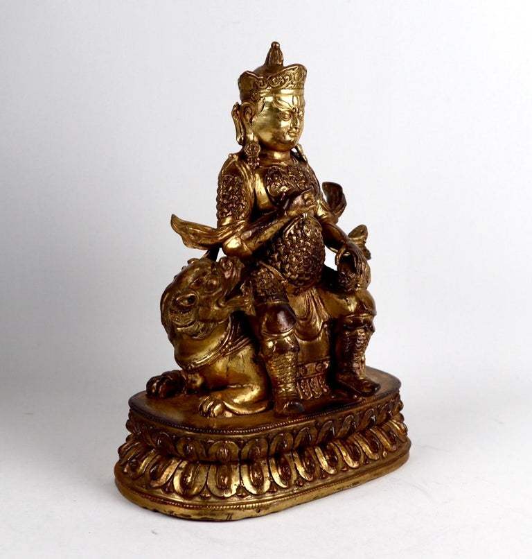 Chinese 18th/19th C Gilt Lacquer Bronze Figure of Vaisravana Deity at ...