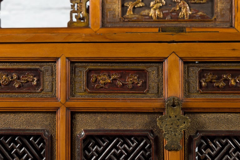 Chinese 19th Century Dowry Chest with Fretwork and Carved Gilt ...