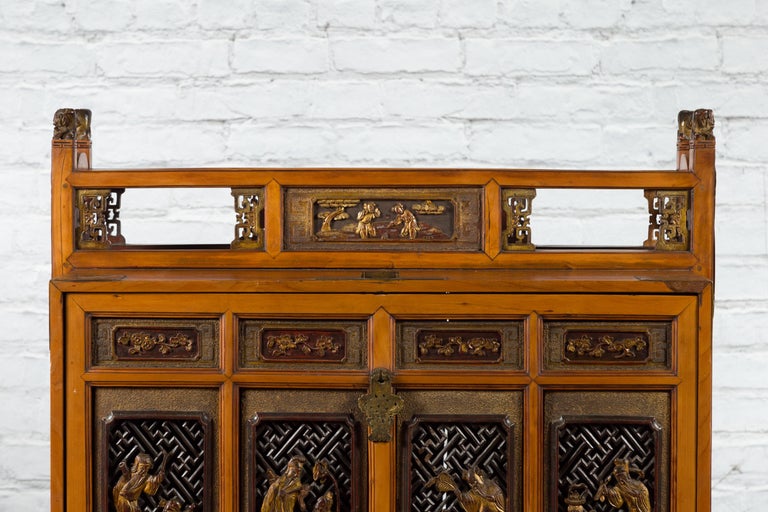 Chinese 19th Century Dowry Chest with Fretwork and Carved Gilt ...