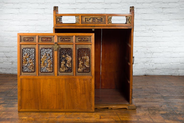 Chinese 19th Century Dowry Chest with Fretwork and Carved Gilt ...