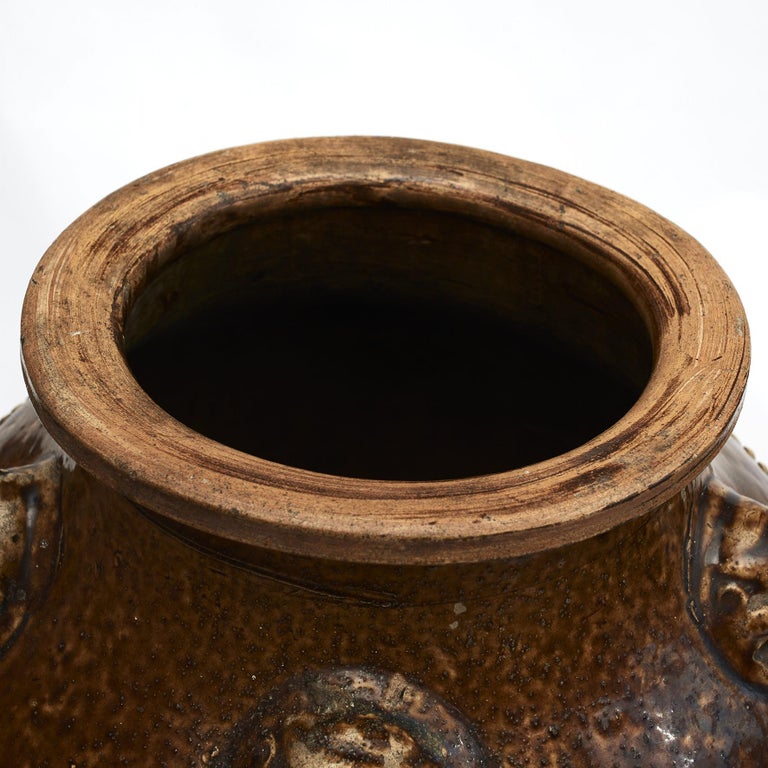 Chinese 19Th Century Earthenware Martaban Storage Jar For Sale at 1stDibs