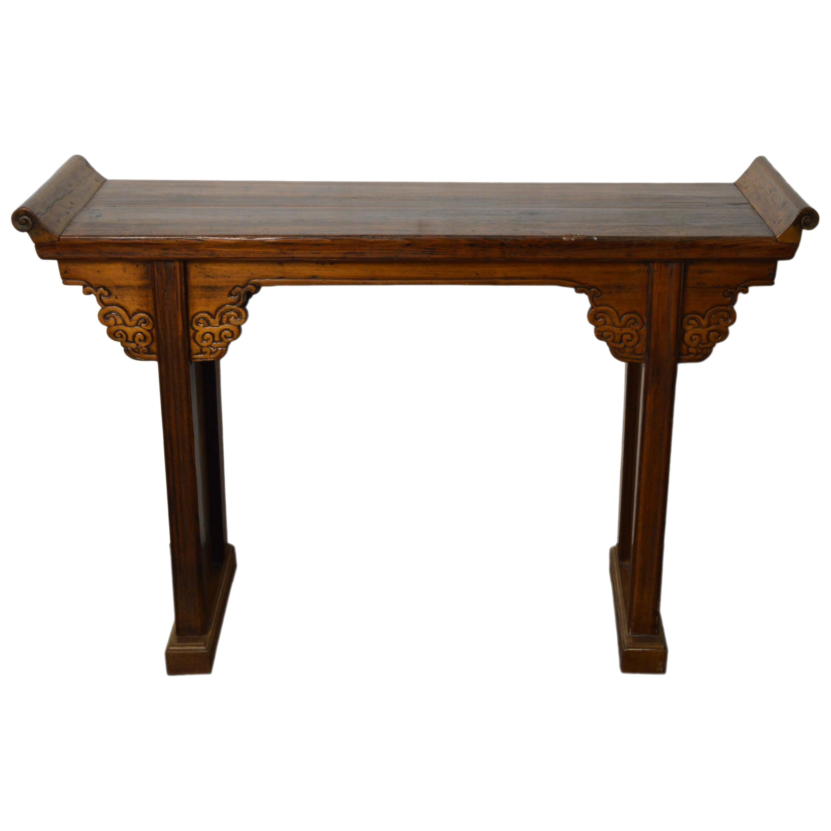 Chinese 19th Century Everted-Flange Altar Console Table with Hand ...