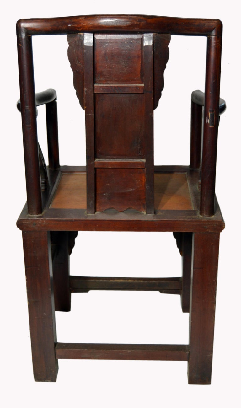 Chinese 19th Century Hand-Carved Yumu Wood Yoke Back Chair with Painted ...