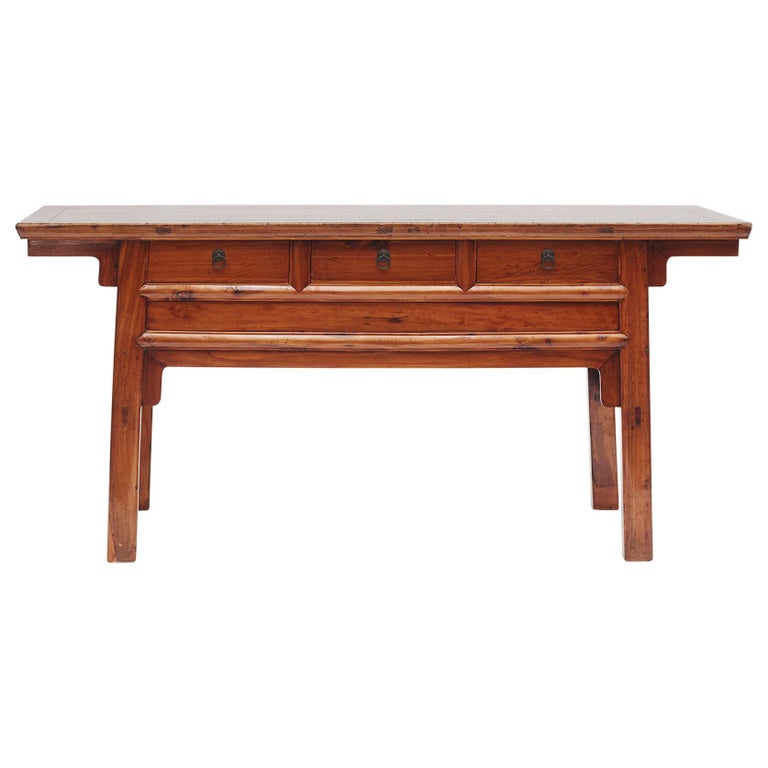 Chinese 19th Century Ming Style Peach wood Sideboard with Three Drawers ...