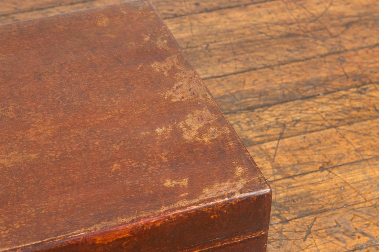Chinese 19th Century Qing Dynasty Red Painted Paper Bound Trunk with ...