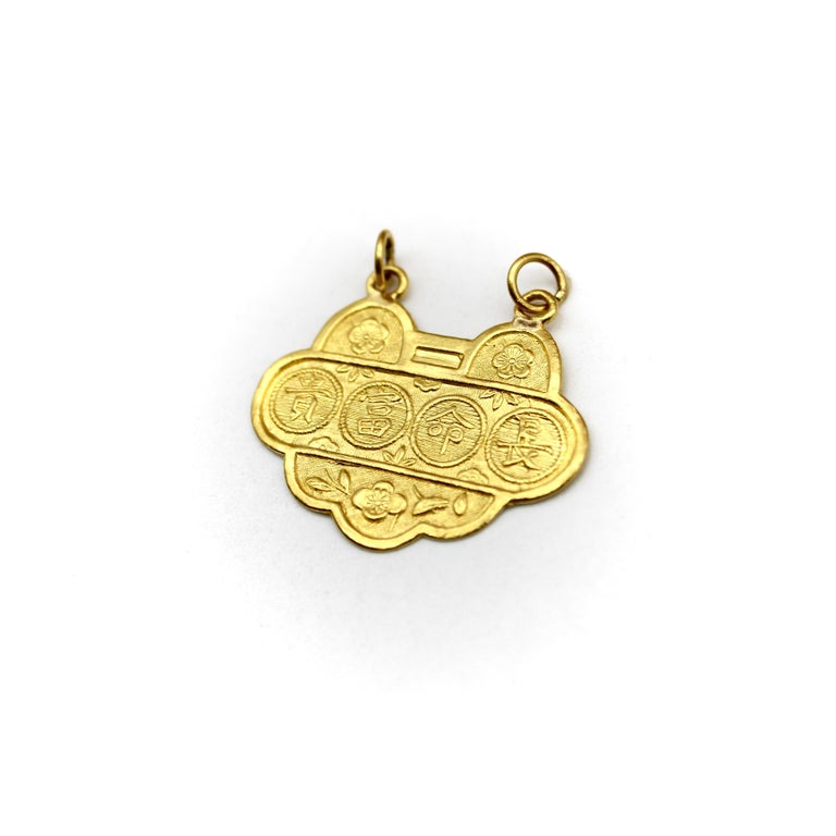 Chinese 24K Gold Good Luck Charm Pendant for Newborn Baby For Sale at ...