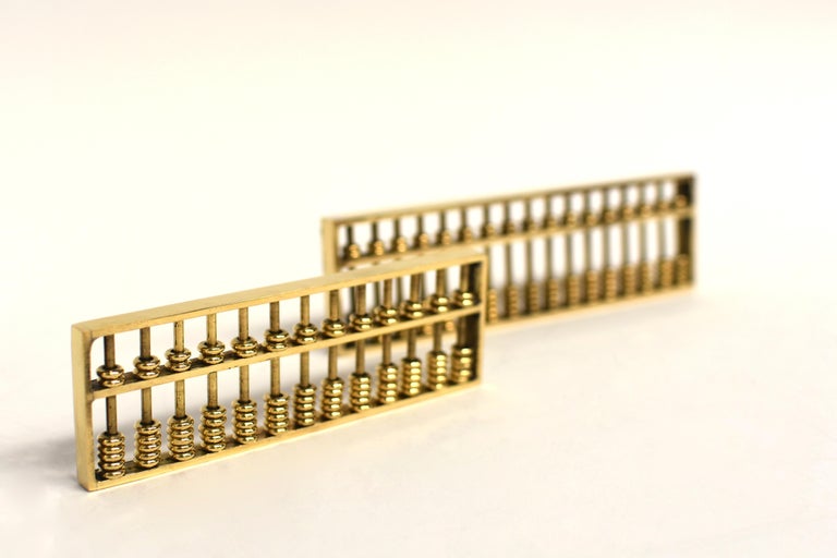 Chinese Abacus Solid Brass Set of Two For Sale at 1stDibs